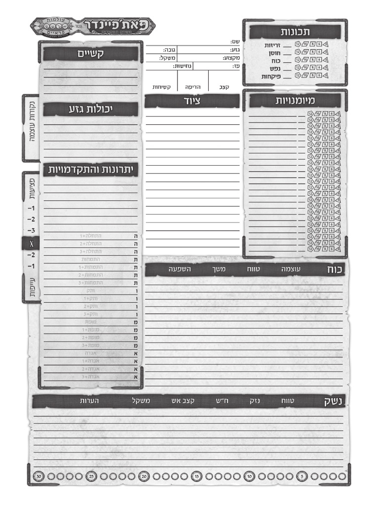 SWPF Character Sheet A4-Grayscale | PDF