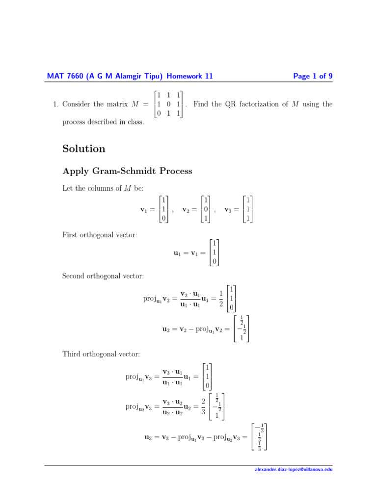 QR and SVD Factorization Homework | PDF | Eigenvalues And Eigenvectors ...