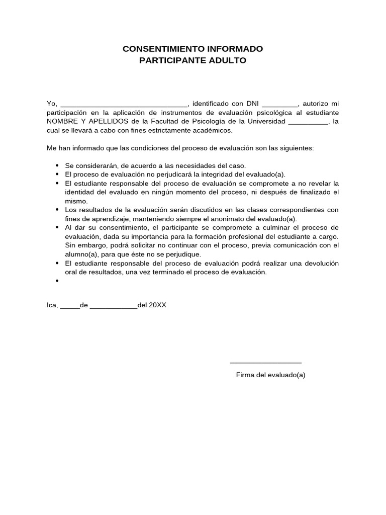 Modelos de Consentimientos Informados | PDF | Aprendizaje