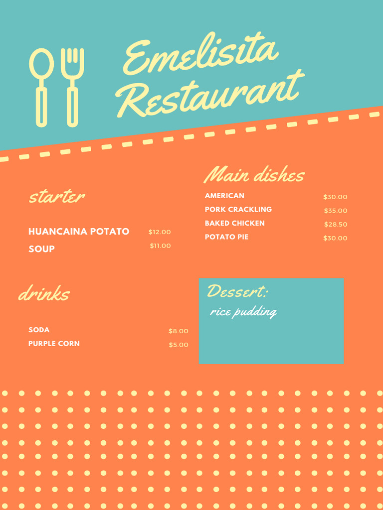 Menú Ingles 2 | PDF