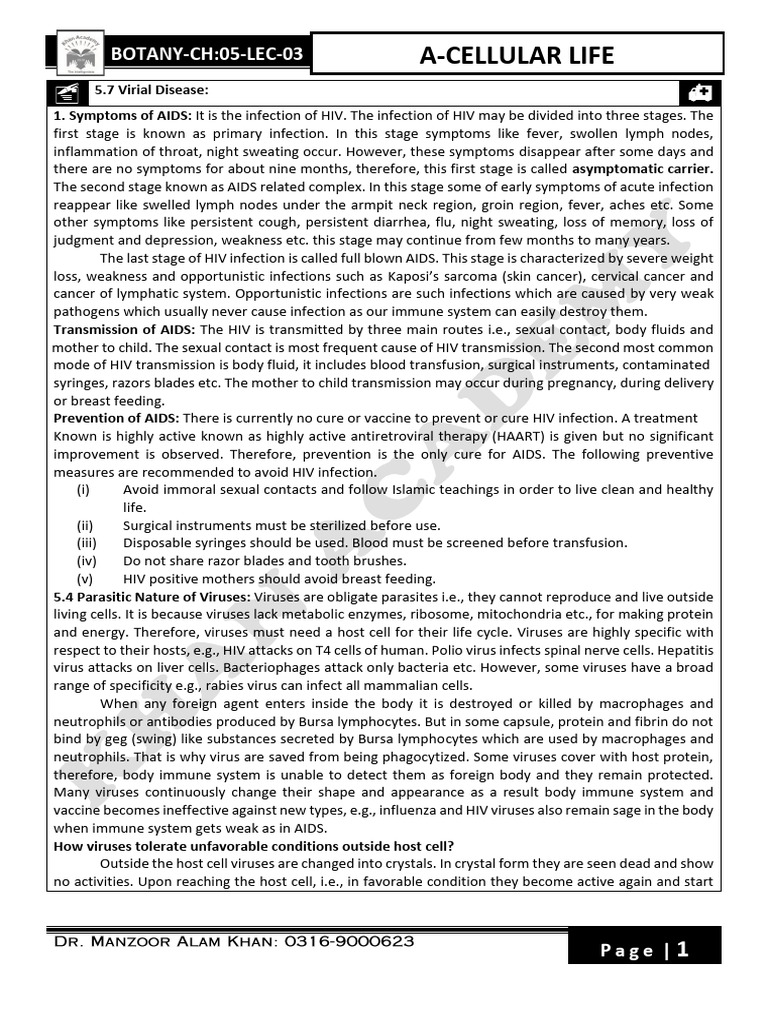 1st Year Bio Chapter No. 5 Lect No.05 Keypoints | PDF | Hepatitis B | Hepatitis