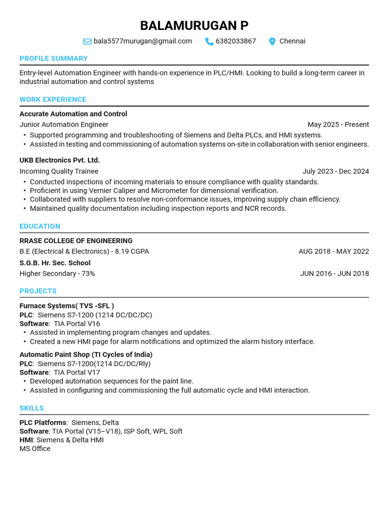 Balamurugan P - Resume | PDF