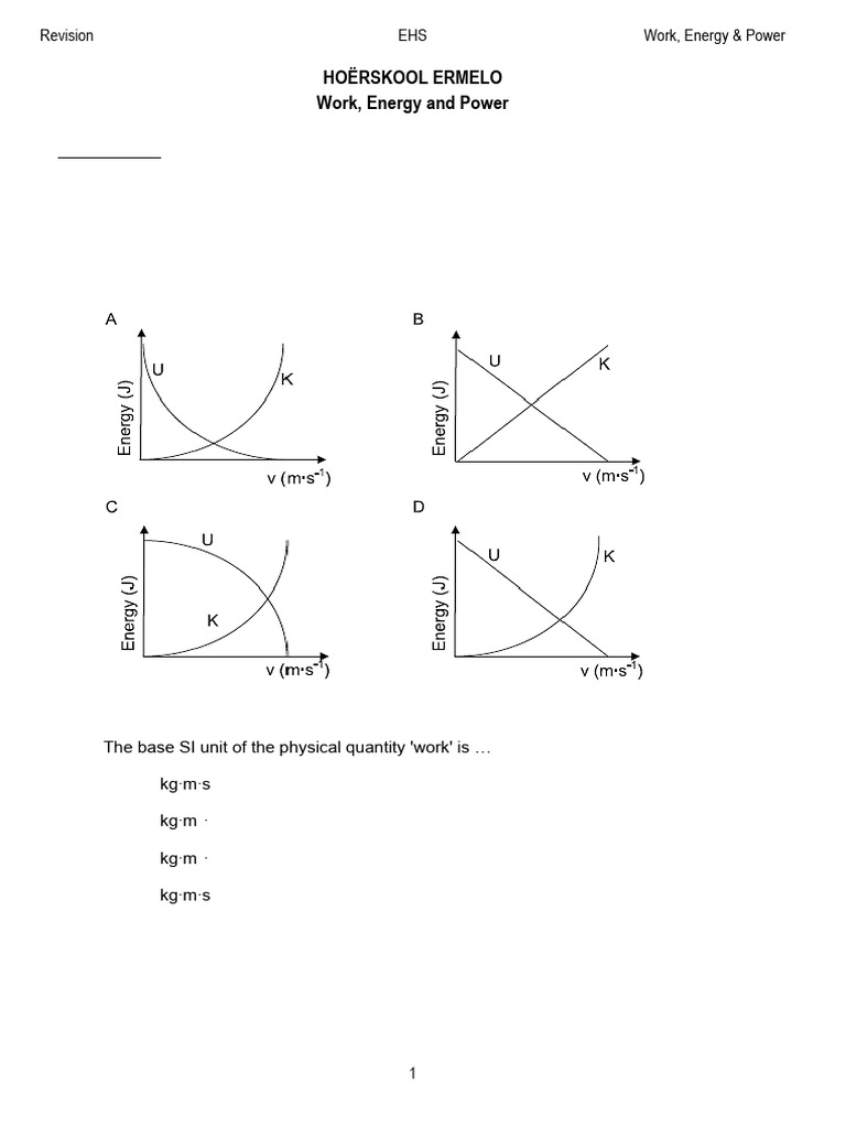Work and Energy Principles Revision | PDF | Force | Friction