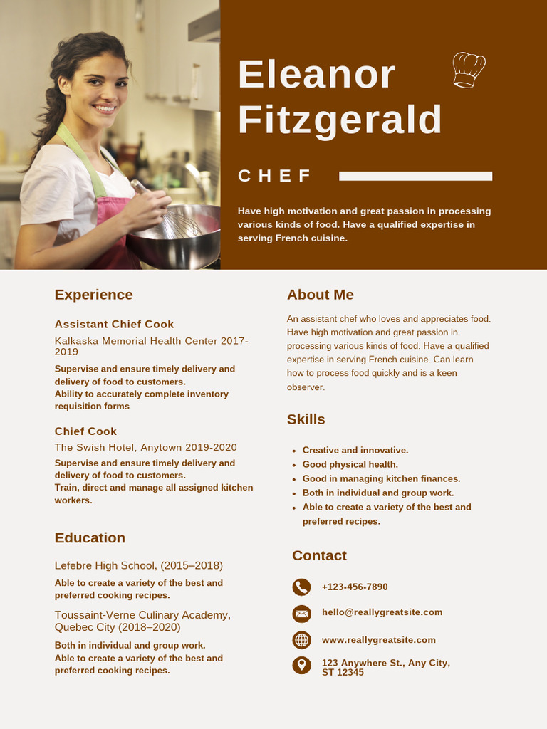 Brown and Beige Minimal Modern Chef Resume | PDF