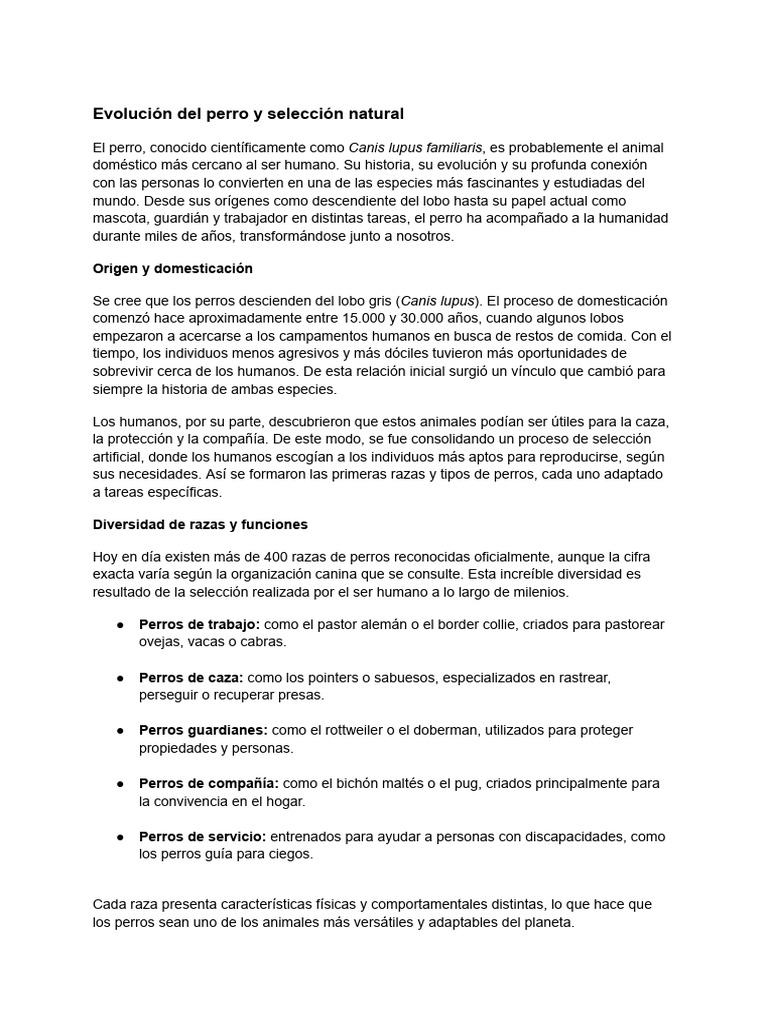 Evolución Del Perro y Selección Natural | PDF | Perros | Las emociones
