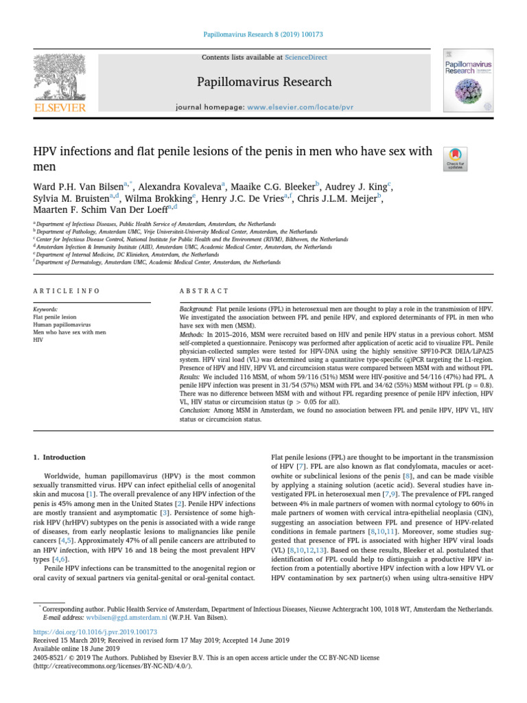 HPV Infections and Flat Penile Lesions of The Penis in 2019 ...