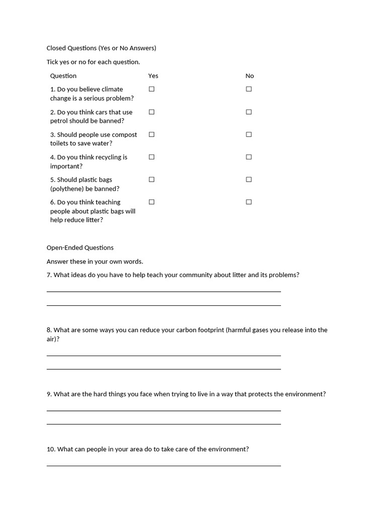 Closed Questions | PDF