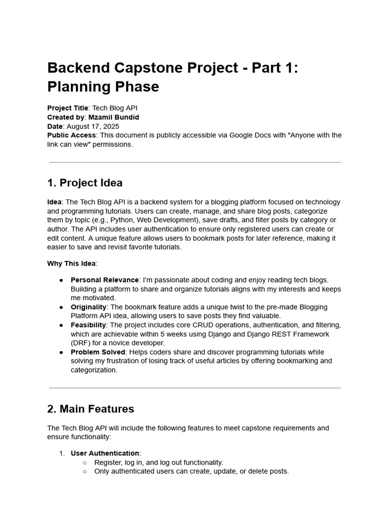 Backend Capstone Project - Part 1_ Planning Phase | PDF | Web Development | Computing
