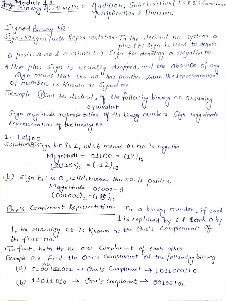 Module 1.2 Binary Arithmetic | PDF | Theory Of Computation | Lexicology