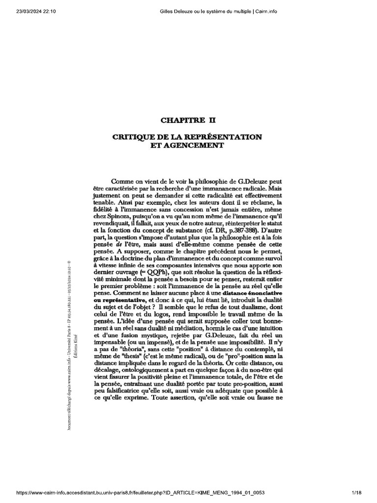 Critique de La Représentation Et Agencement | PDF