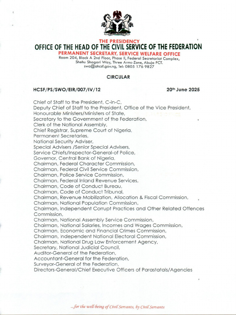 Circular - Delayed Resumption of Official Duties | PDF