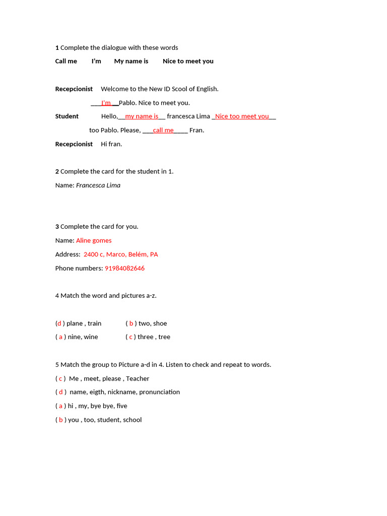English Dialogue and Number Exercises | PDF