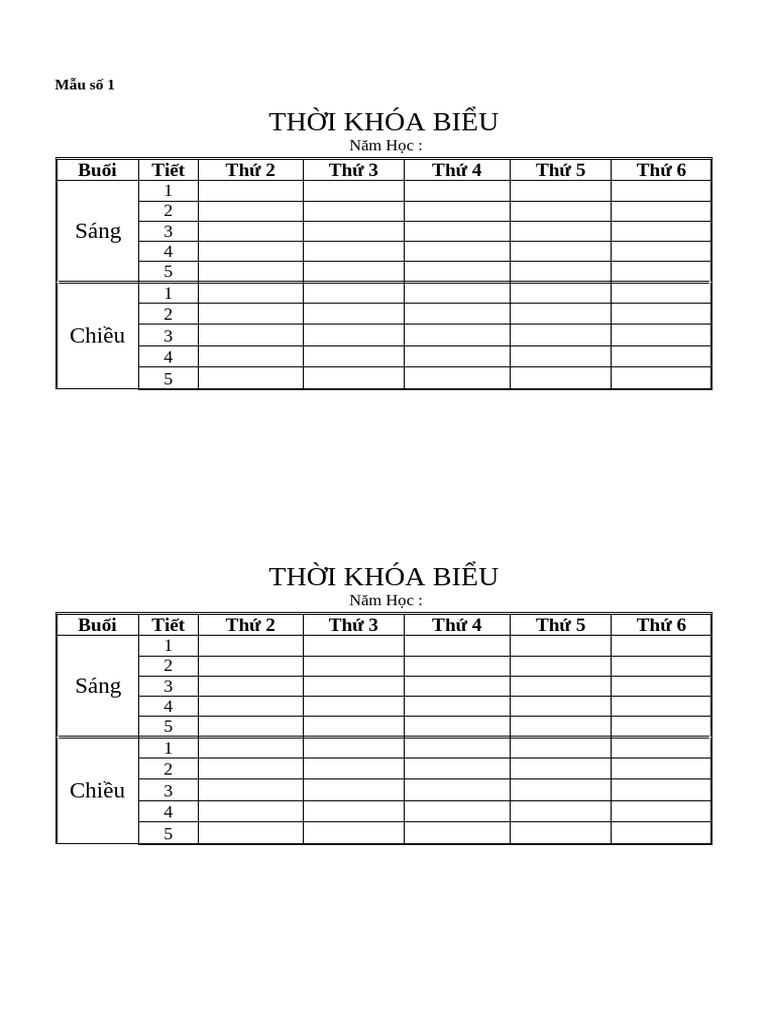 Mau Thoi Khoa Bieu Danh Cho Giao Vien Moi | PDF