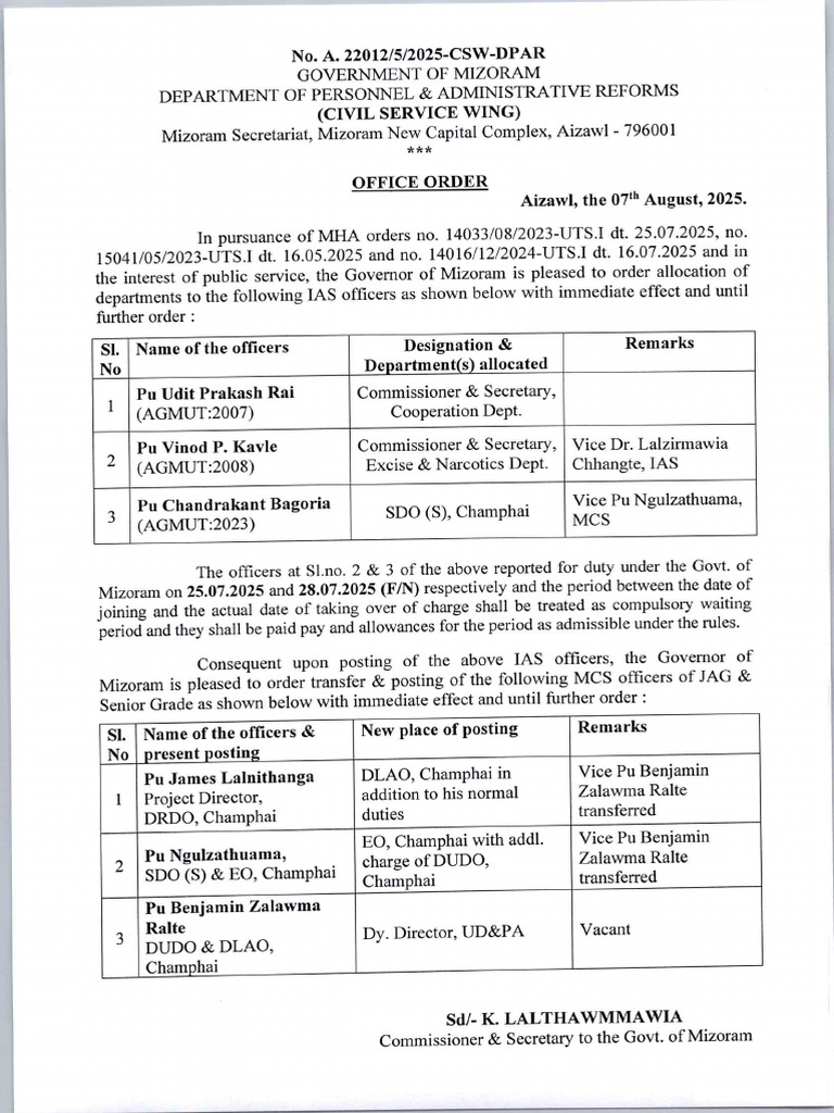 Allocation of Dept To IAS and Transfer&Posting of MCS0001 | PDF | Chess ...