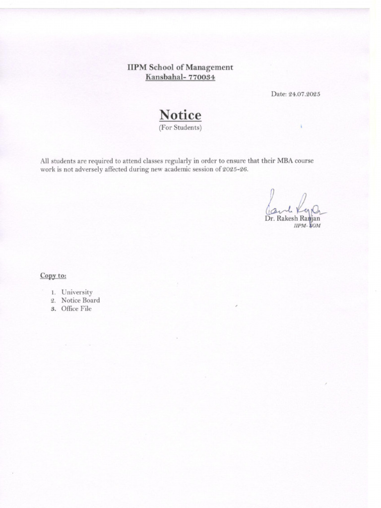 Notice For Students | PDF