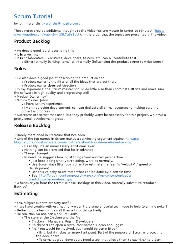 Scrum Tutorial | PDF | Scrum (Software Development) | Computing And Information Technology