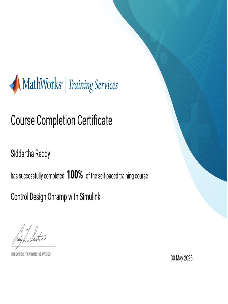 Control Design Onramp Course Certificate | PDF