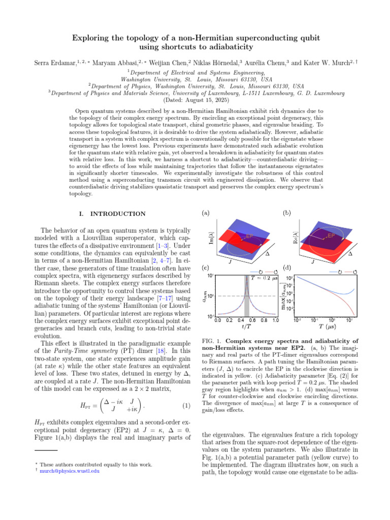 Exploring The Topology of A Non-Hermitian Superconducting Qubit | PDF | Eigenvalues And ...