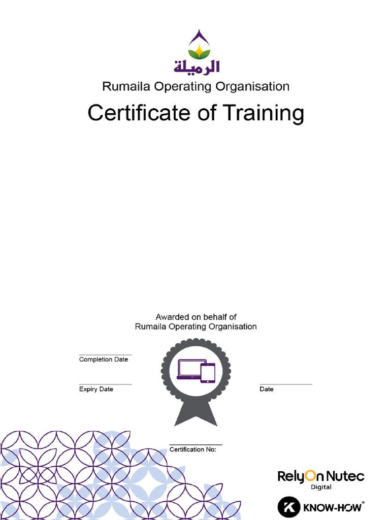 Ali Salman Baqer .-Rumaila - Safety Foundation-Certificate | PDF