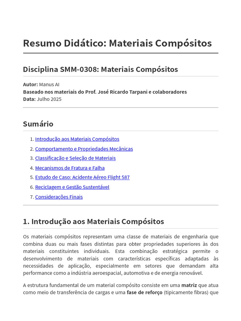 Materiais Compósitos: Propriedades e Aplicações | PDF | Material ...
