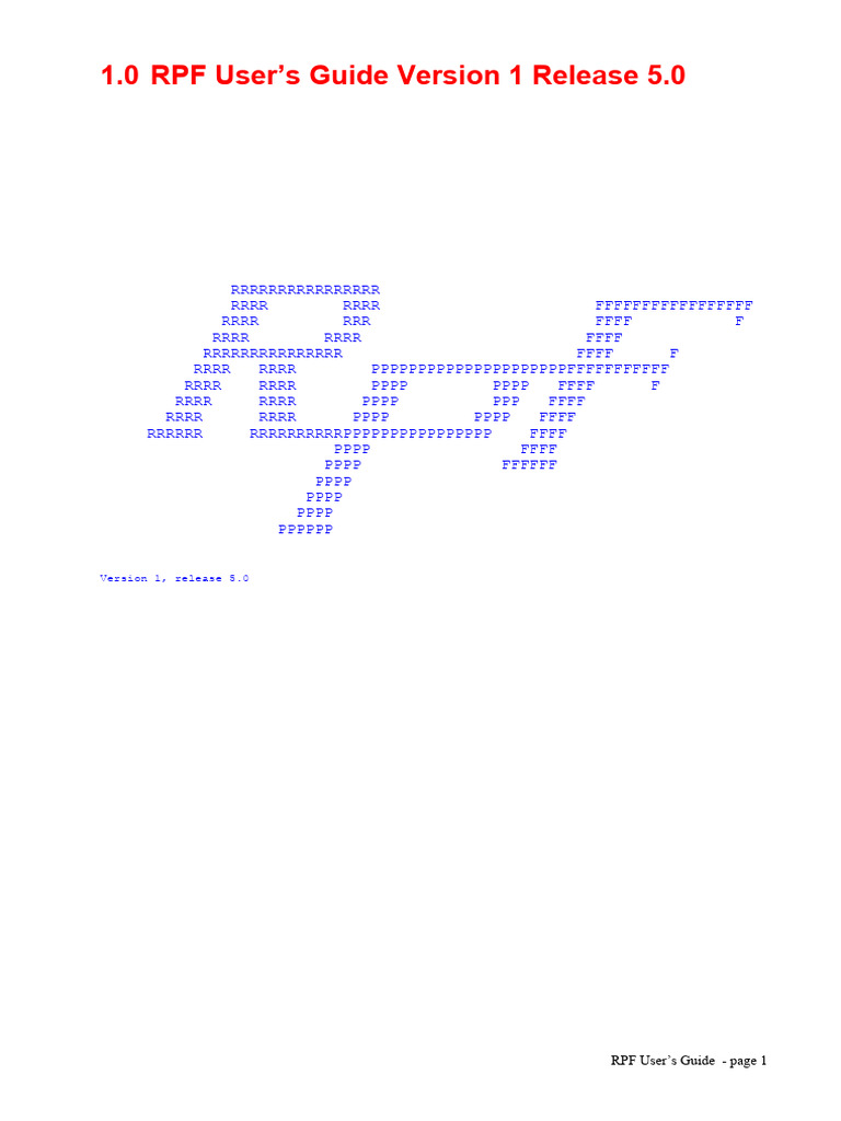 RPF User's Guide Version 5.0 | PDF | Menu (Computing) | Command Line ...