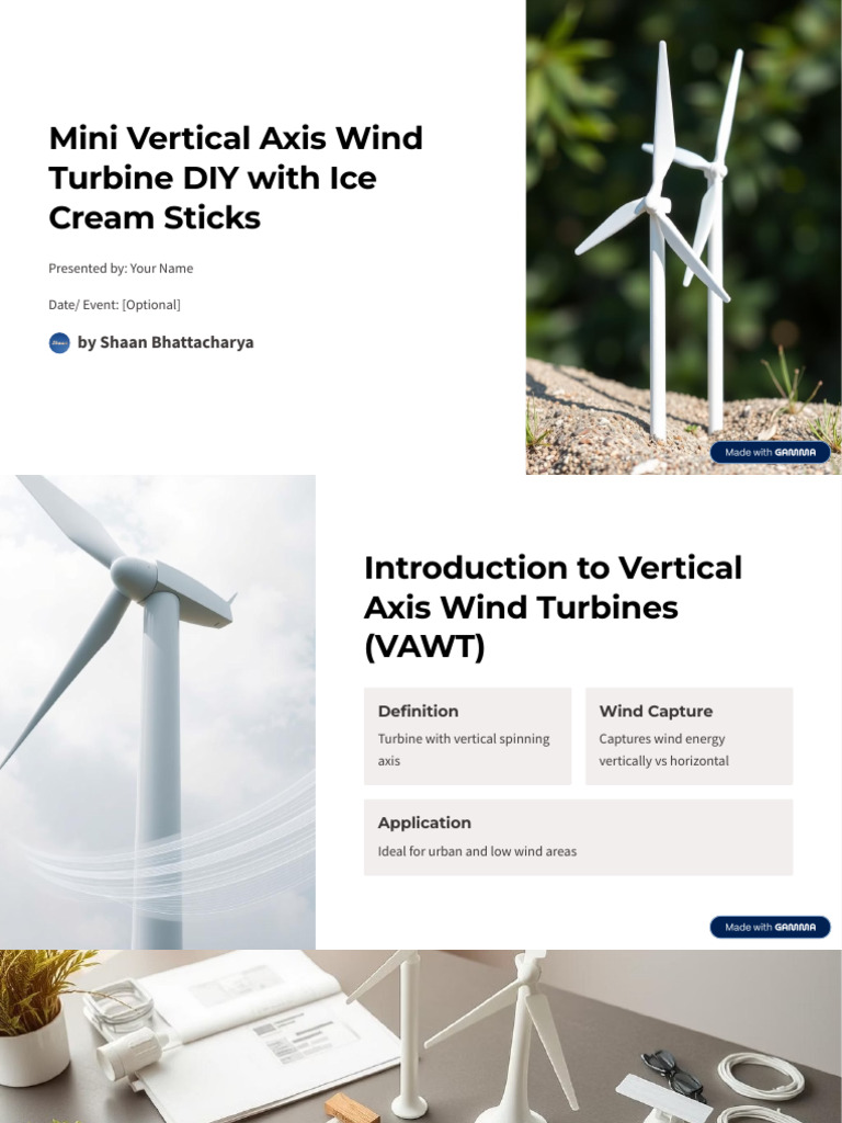 Mini Vertical Axis Wind Turbine DIY With Ice Cream Sticks | PDF