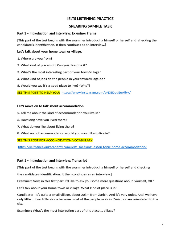 IELTS Academic Speaking Test Practice | PDF | Fast Food | International ...