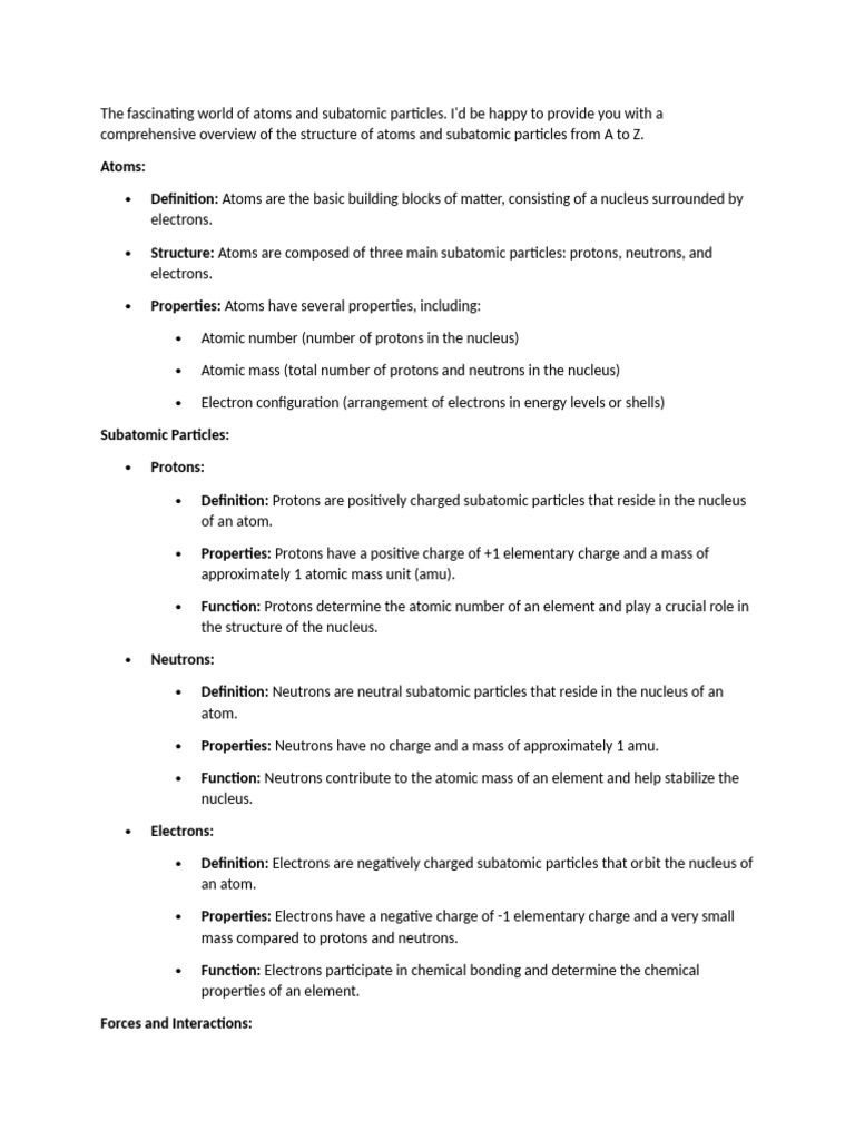 The Fascinating World of Atoms and Subatomic Particles | PDF | Atomic ...