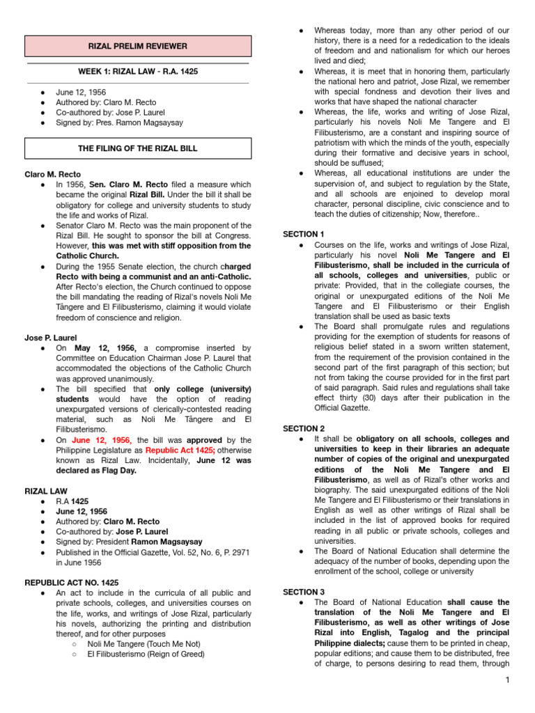 Rizal Lec Prelim Copy | PDF