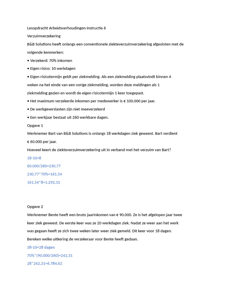 Lesopdracht Arbeidsverhoudingen Instructie 6 | PDF