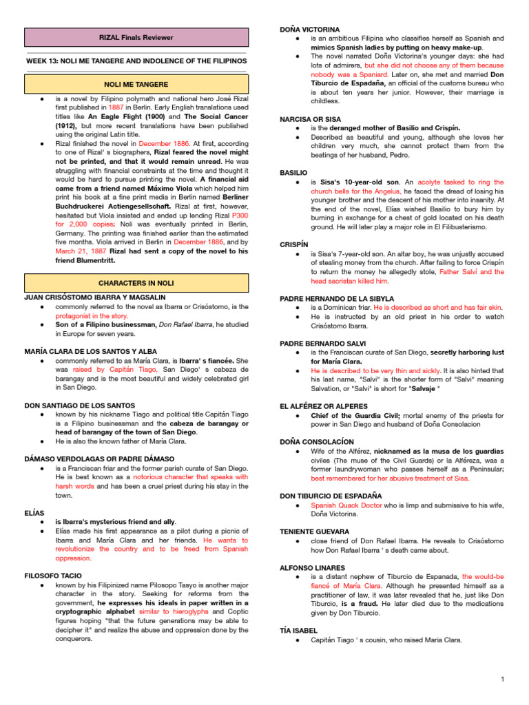 Rizal Finals Rev | PDF