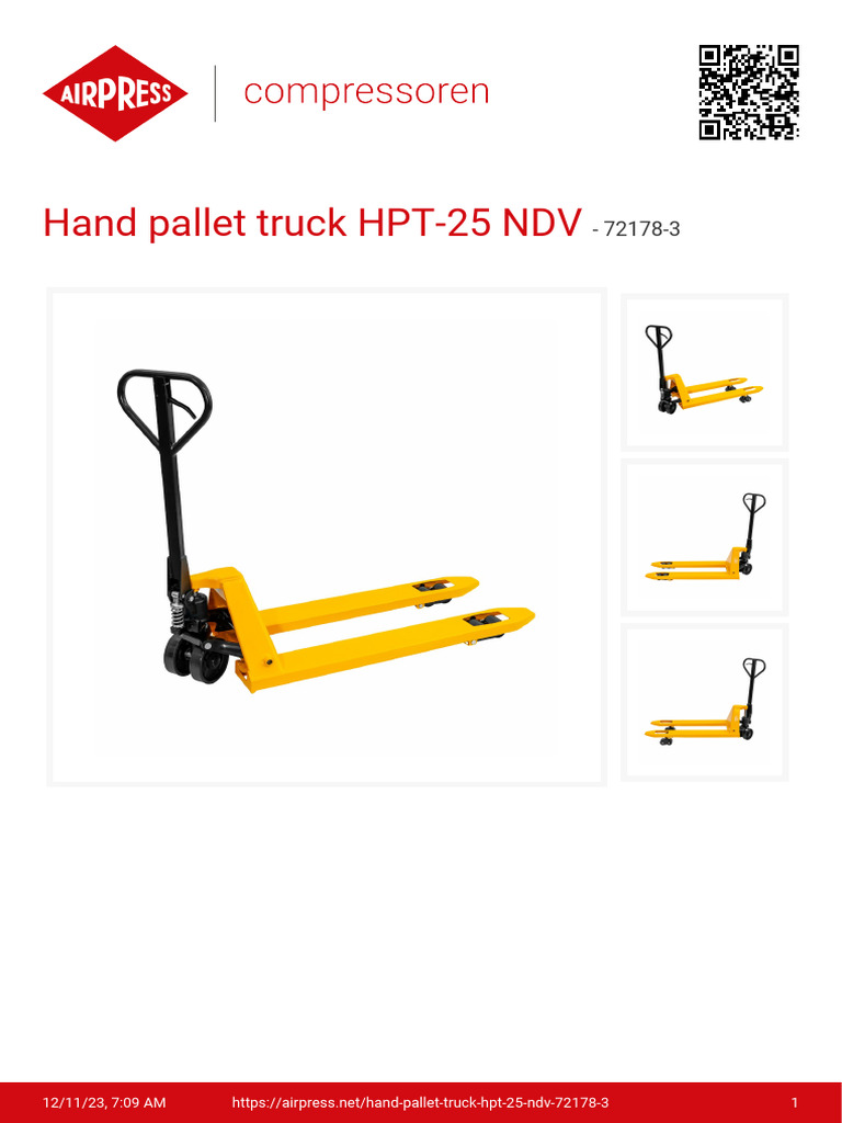 Hand Pallet Truck HPT-25 NDV Specs | PDF