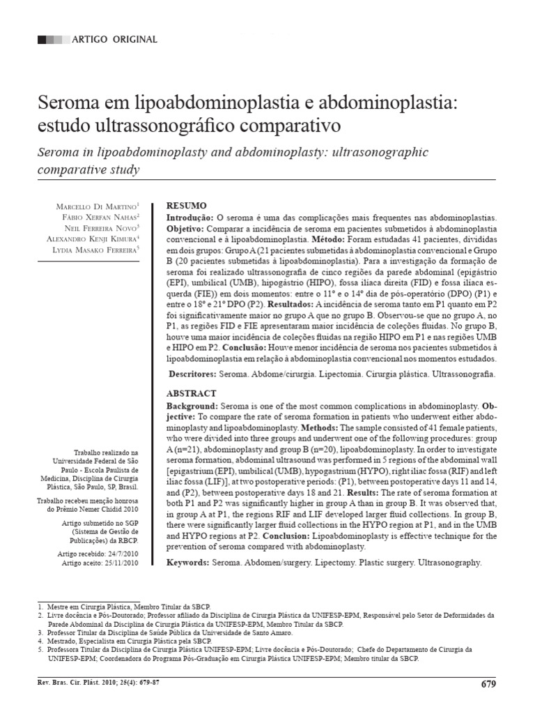 Incidência de Seroma em Cirurgias Abdominais | PDF | Especialidades médicas