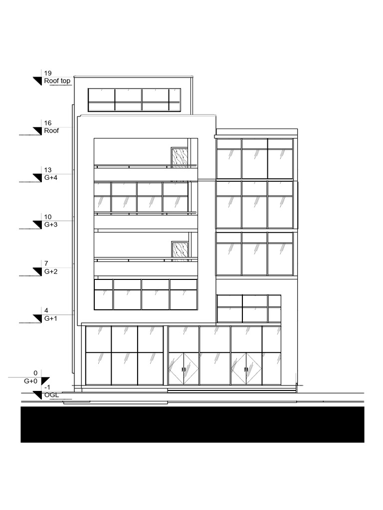 G+4 Mixed Use - Elevation - Front Side Elevation1-Model | PDF