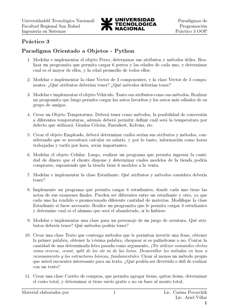 003 - Paradigmas - Práctico 3 OOP Python - 2025 | PDF | Archivo de computadora | Objeto ...