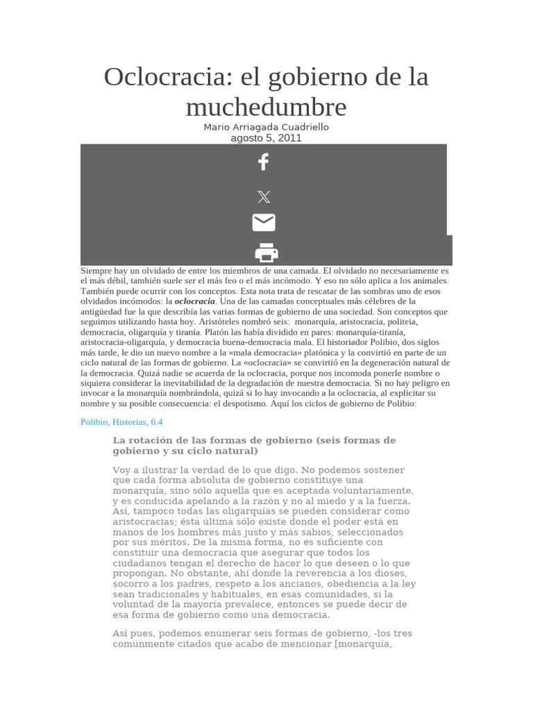 Oclocracia | PDF | Democracia | Ideologías políticas