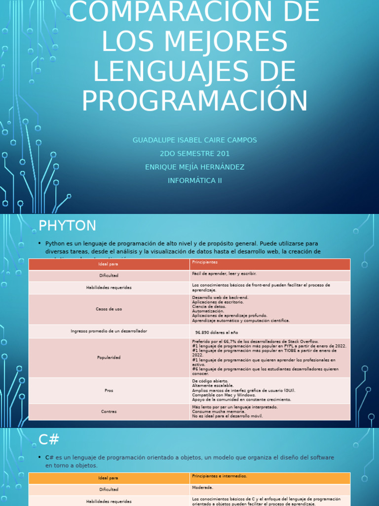 Comparación de Los Mejores Lenguajes de Programación | PDF | Programación de computadoras ...