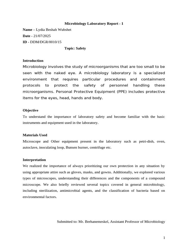 Microbiology Lab Report | PDF