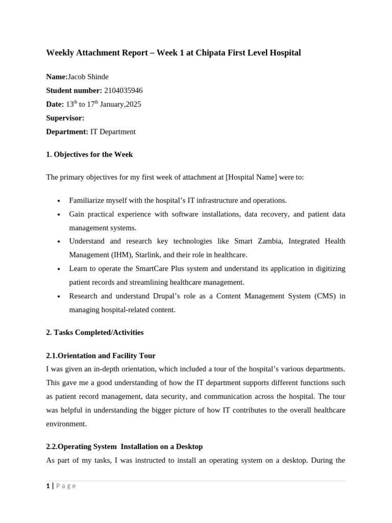 Weekly Attachment Repor1 | PDF | Operating System | Drupal