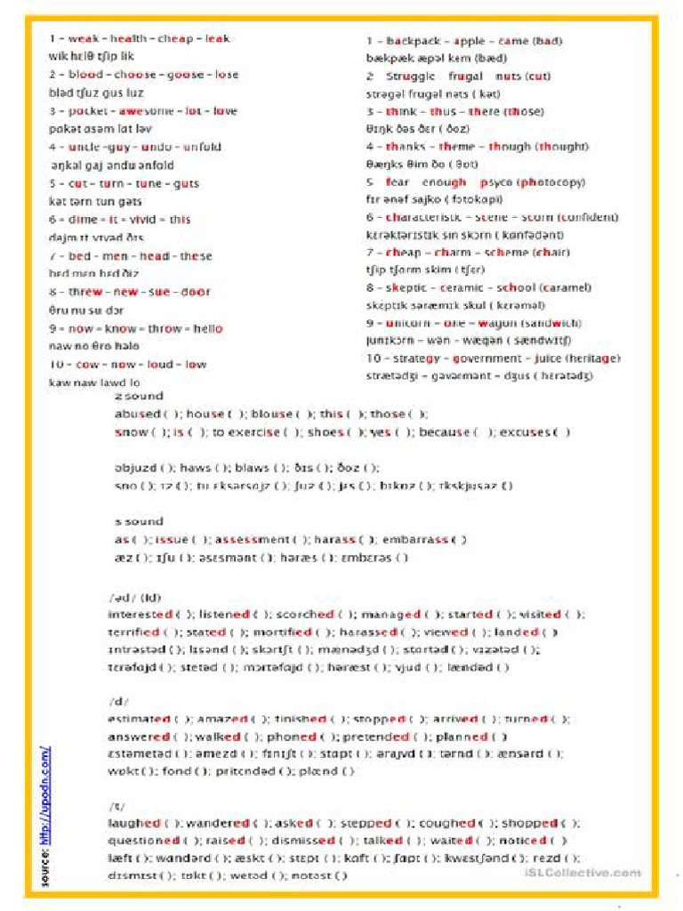 Phonics 7 Different Tasks z s Sound Final Ed in Th Fun Activities Games ...