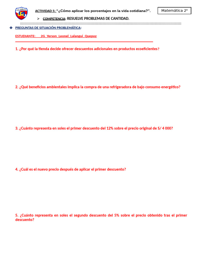 Preguntas de Situcion Problemática | PDF