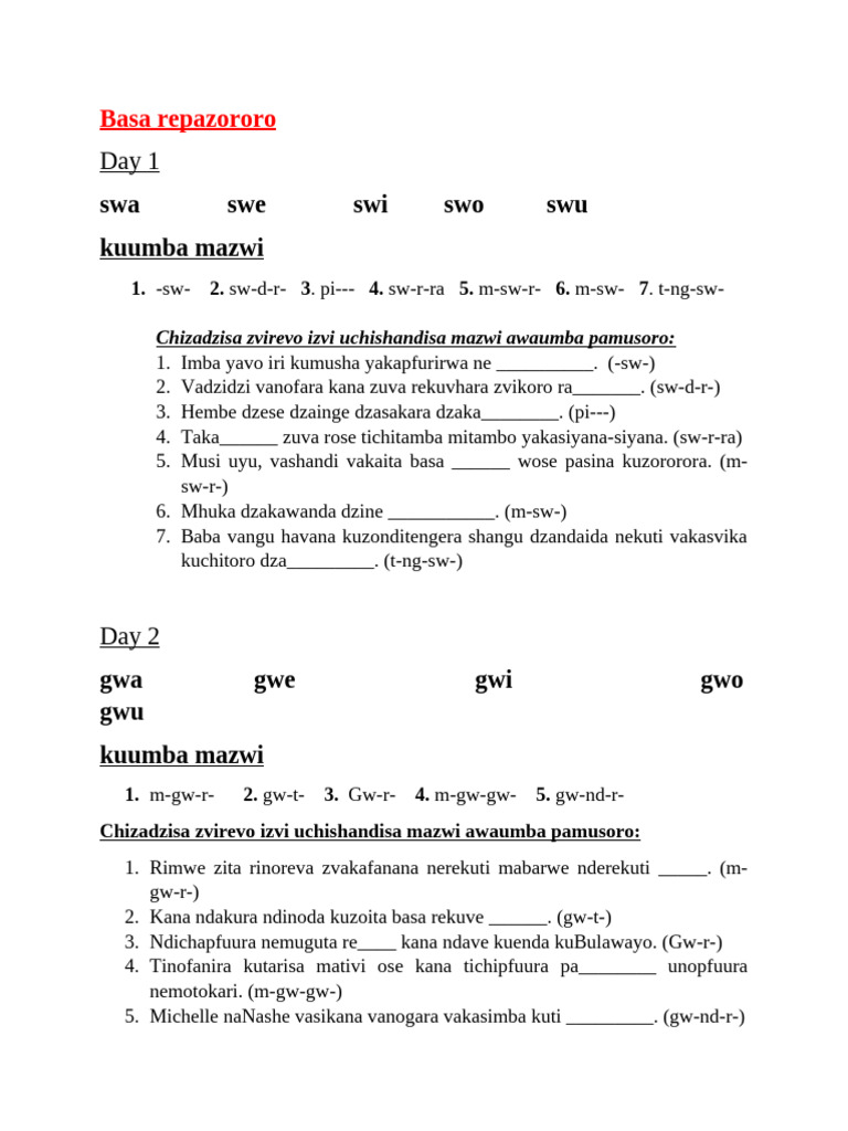 Basa Repazororo | PDF