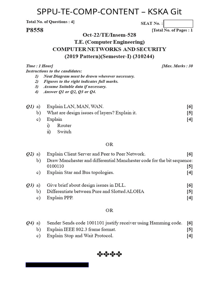 Cns - 2022 - October - In-sem (Sem-5) (2019 Pattern) | PDF | Computer Network | Network Architecture