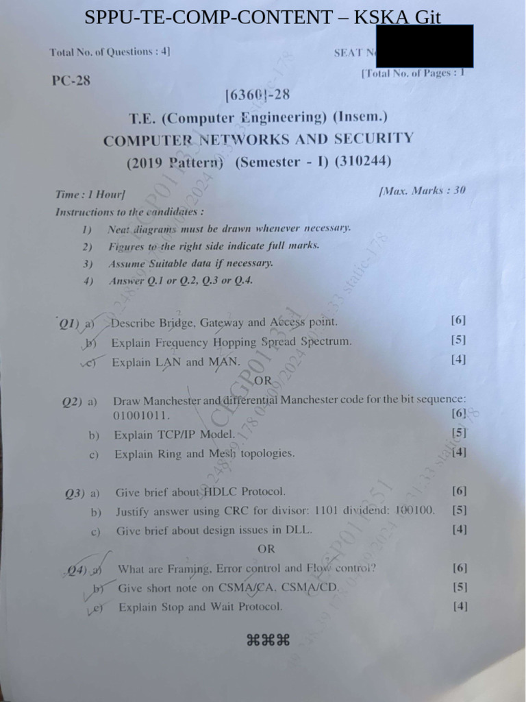 Cns - 2024 - October - In-Sem (Sem-5) (2019 Pattern) | PDF
