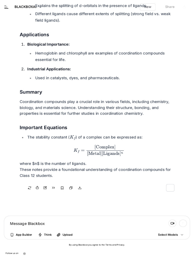Notes For Coordination Compounds Class 12 | PDF