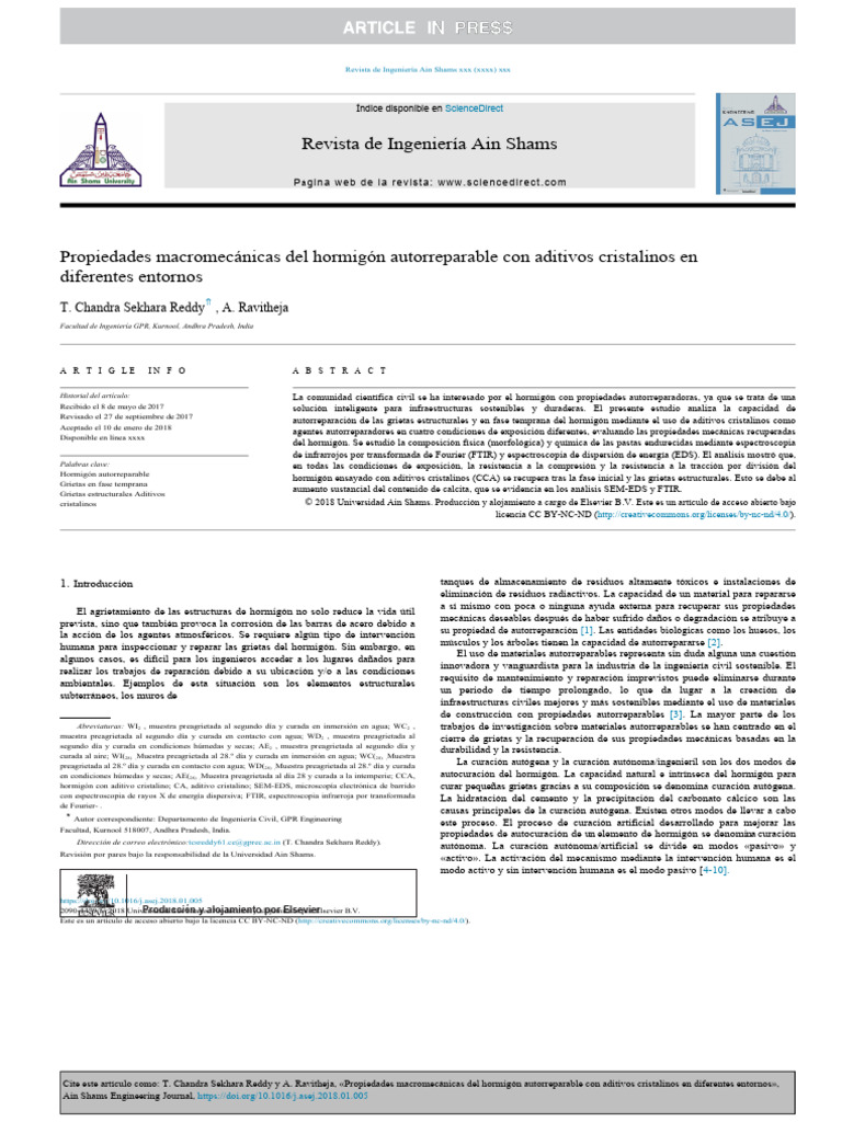 Hormigón Autorreparable | PDF | Hormigón | Deformación (ingeniería)
