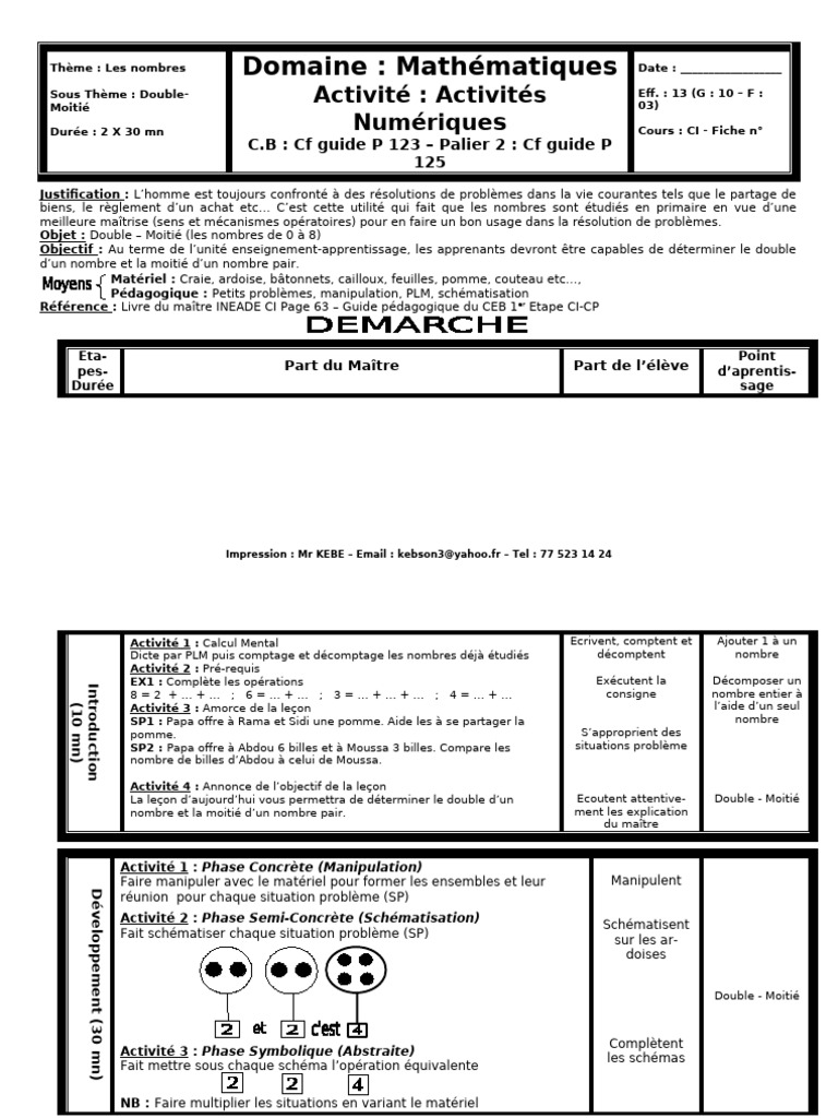 Comprendre Double et Moitié en Maths | PDF