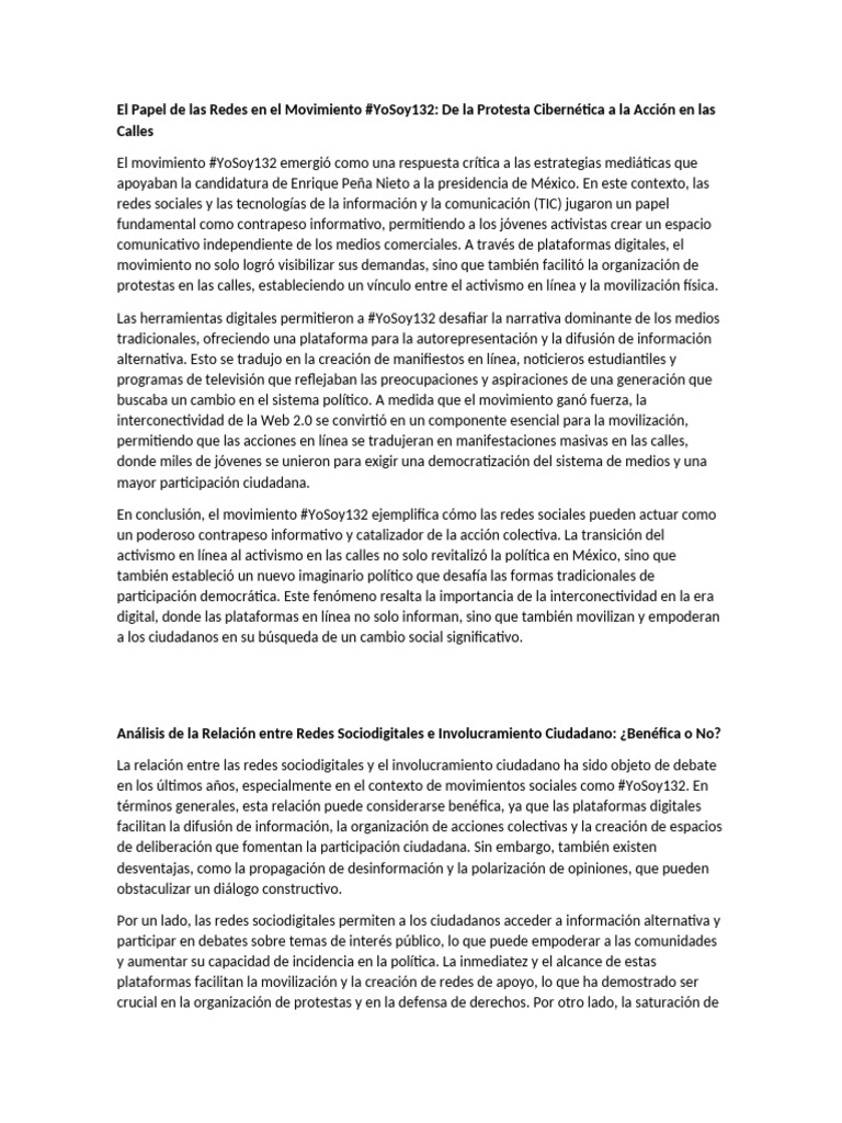 Redes Sociales y Activismo #YoSoy132 | PDF | Activismo | Redes sociales