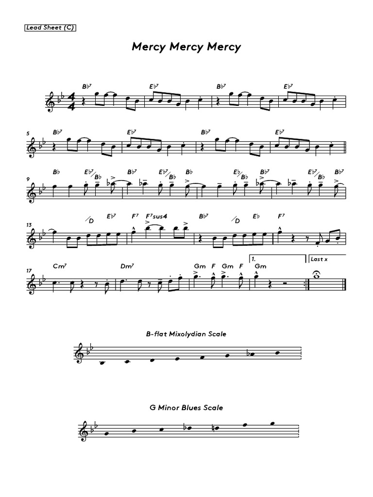 Mercy Mercy Mercy Lead Sheet | PDF | Musical Scales | Music Theory