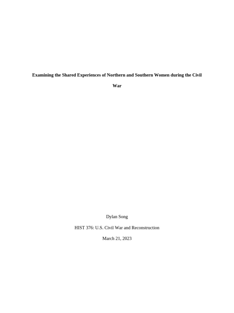 Examining The Shared Experiences of Northern and Southern Women During ...